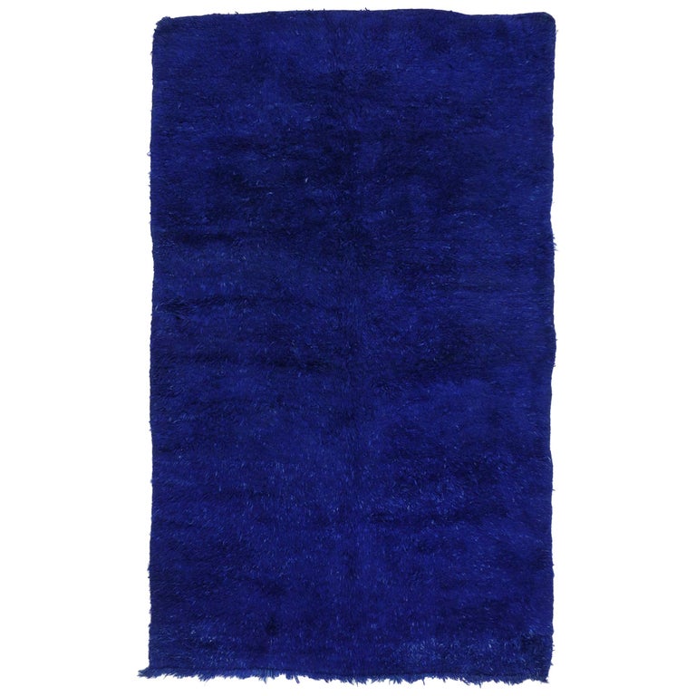 Vintage Blue Indigo Beni M'Guild Moroccan Rug, Berber Blue Moroccan Rug ...