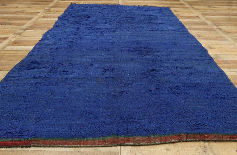 Vintage Blue Indigo Beni Mrirt Moroccan Rug, Berber Blue Moroccan Rug ...