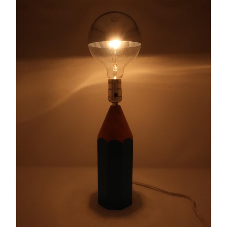 Vintage Blue Lightolier Pencil Lamp at 1stDibs