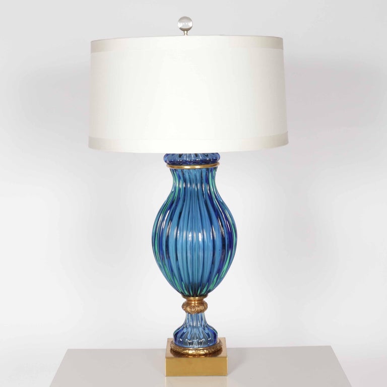 Vintage Blue Marbro Lamp, c. 1960 For Sale at 1stDibs
