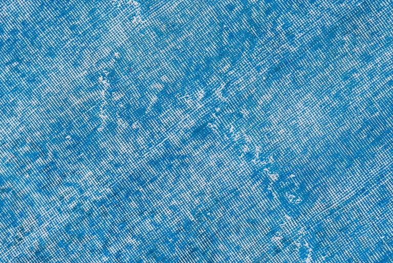 Vintage Blue Overdyed Sparta Wool Rug, Shabby Chic, Bright Blue For ...