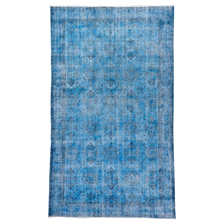 Vintage Blue Overdyed Wool Rug For Sale at 1stDibs