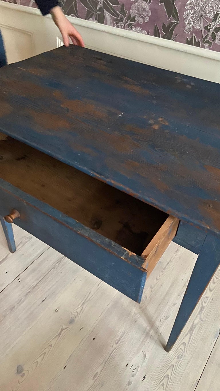 Vintage Blue Painted Wood Desk in Neoclassical Style, Sweden Early 19th ...