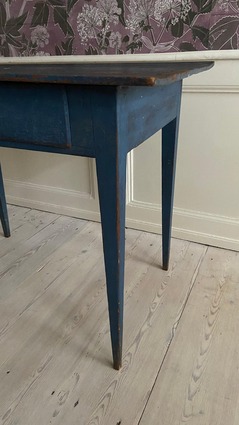 Vintage Blue Painted Wood Desk in Neoclassical Style, Sweden Early 19th ...