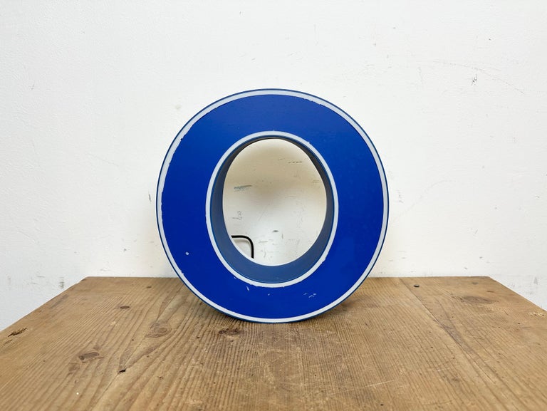 Vintage Blue Plastic Illuminated Letter O, 1970s For Sale at 1stDibs