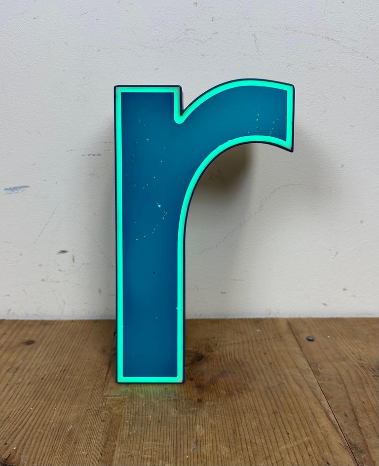 Vintage Blue Plastic Illuminated Letter R, 1970s For Sale at 1stDibs