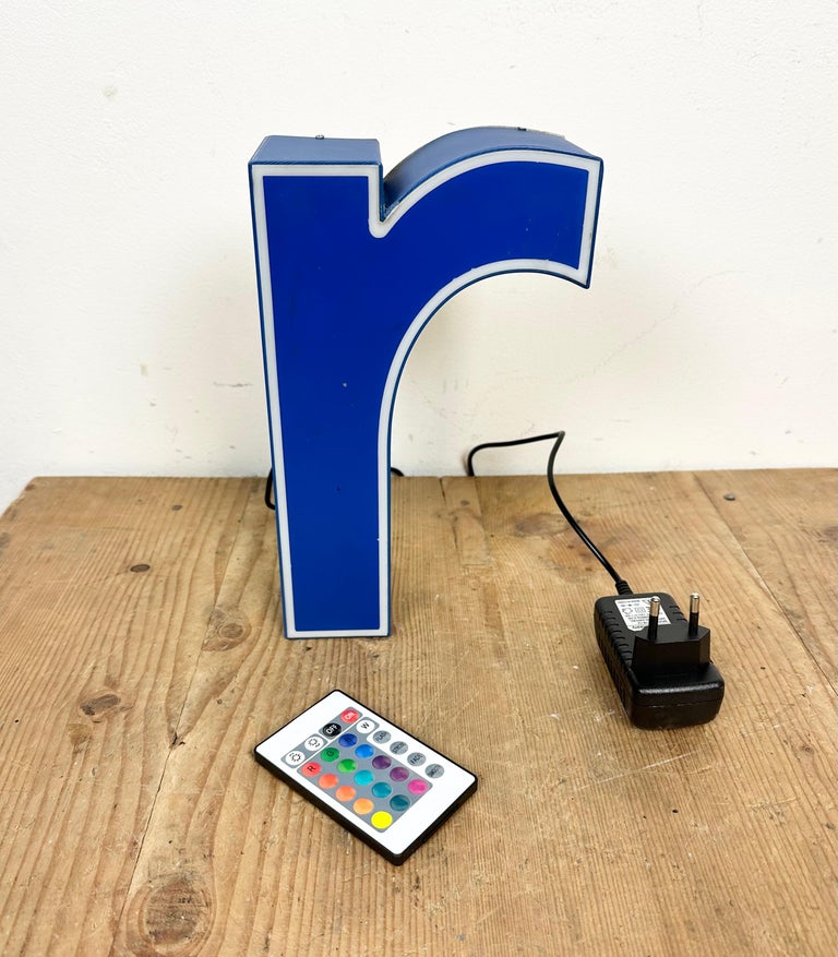 Vintage Blue Plastic Illuminated Letter R, 1970s For Sale at 1stDibs