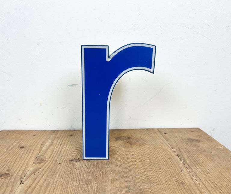 Vintage Blue Plastic Illuminated Letter R, 1970s For Sale at 1stDibs