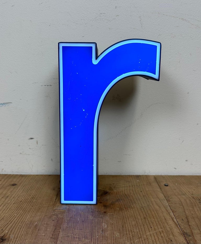 Vintage Blue Plastic Illuminated Letter R, 1970s For Sale at 1stDibs