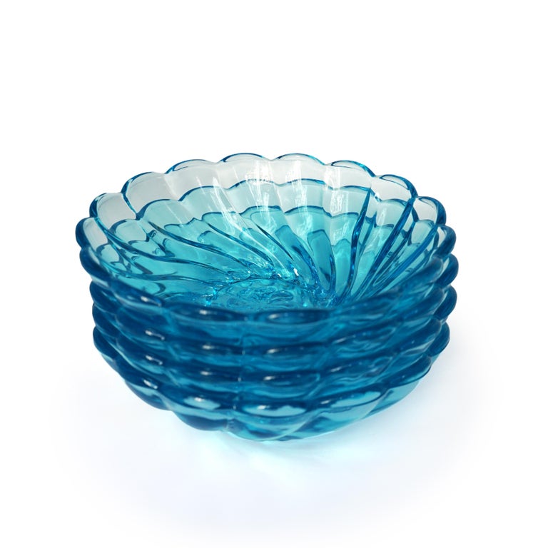 Vintage Blue Seachell Swirl Small Bowls, Represented For Sale at 1stDibs