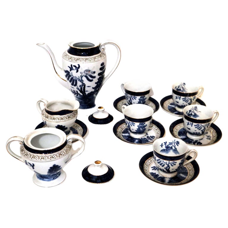 Vintage Blue Willow Double Phoenix Blue and White Demitasse Set 16 ...