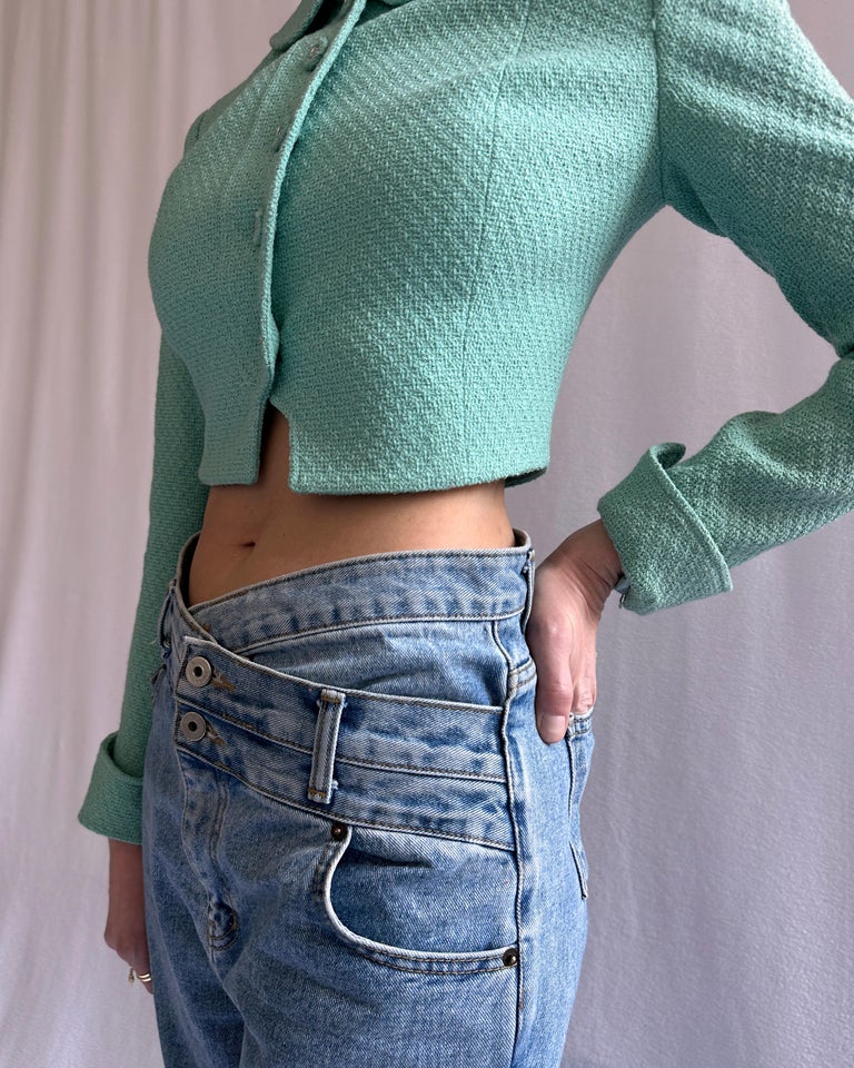 Vintage Blumarine Anna Molinari Cropped Bouclé Jacket For Sale at 1stDibs