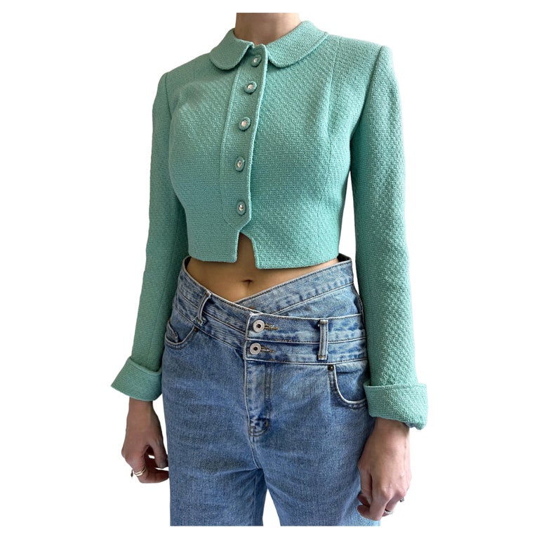 Vintage Blumarine Anna Molinari Cropped Bouclé Jacket For Sale at 1stDibs