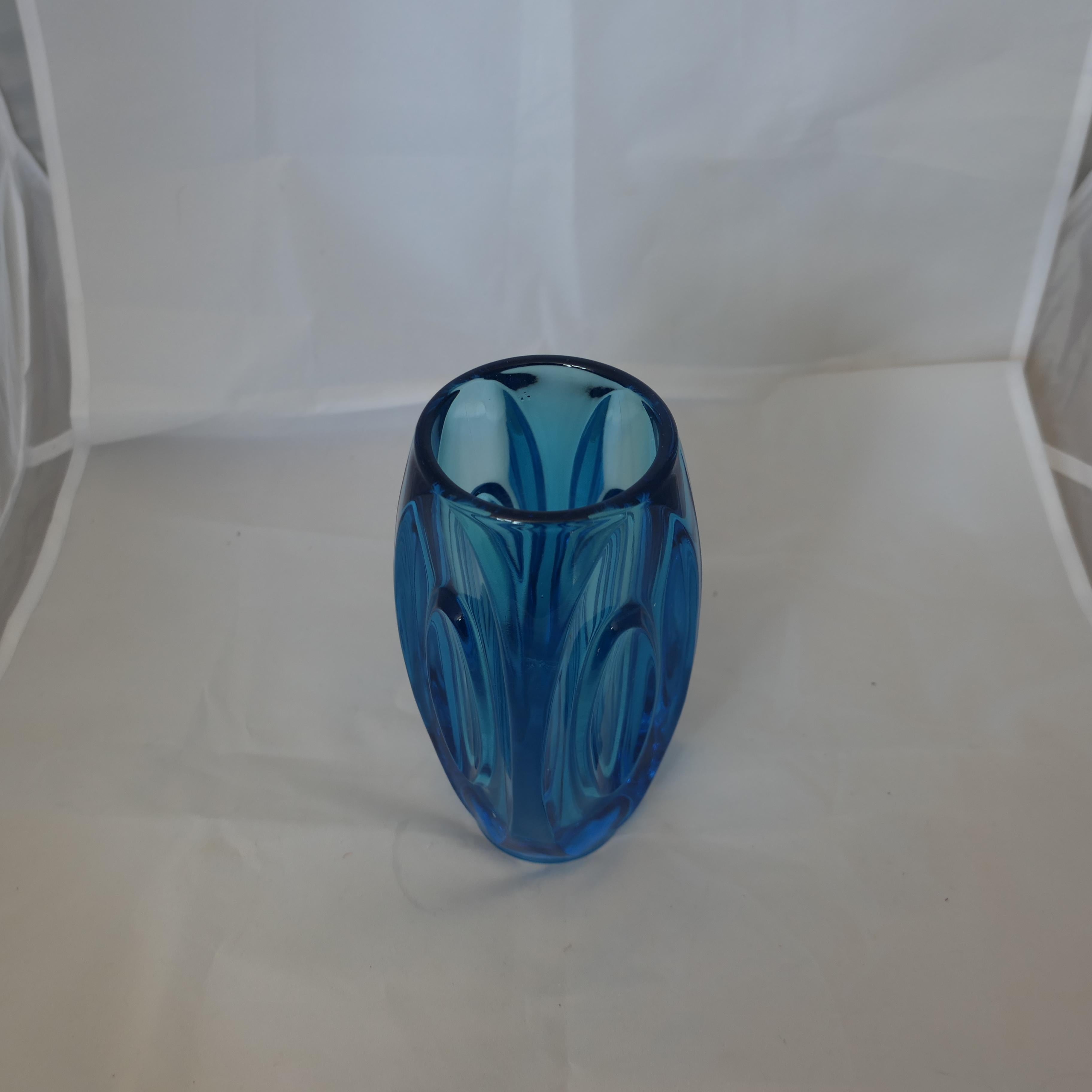Vintage Bohemian Blue Glass Lens Bullet Vase by Rudolph Schrotter For ...