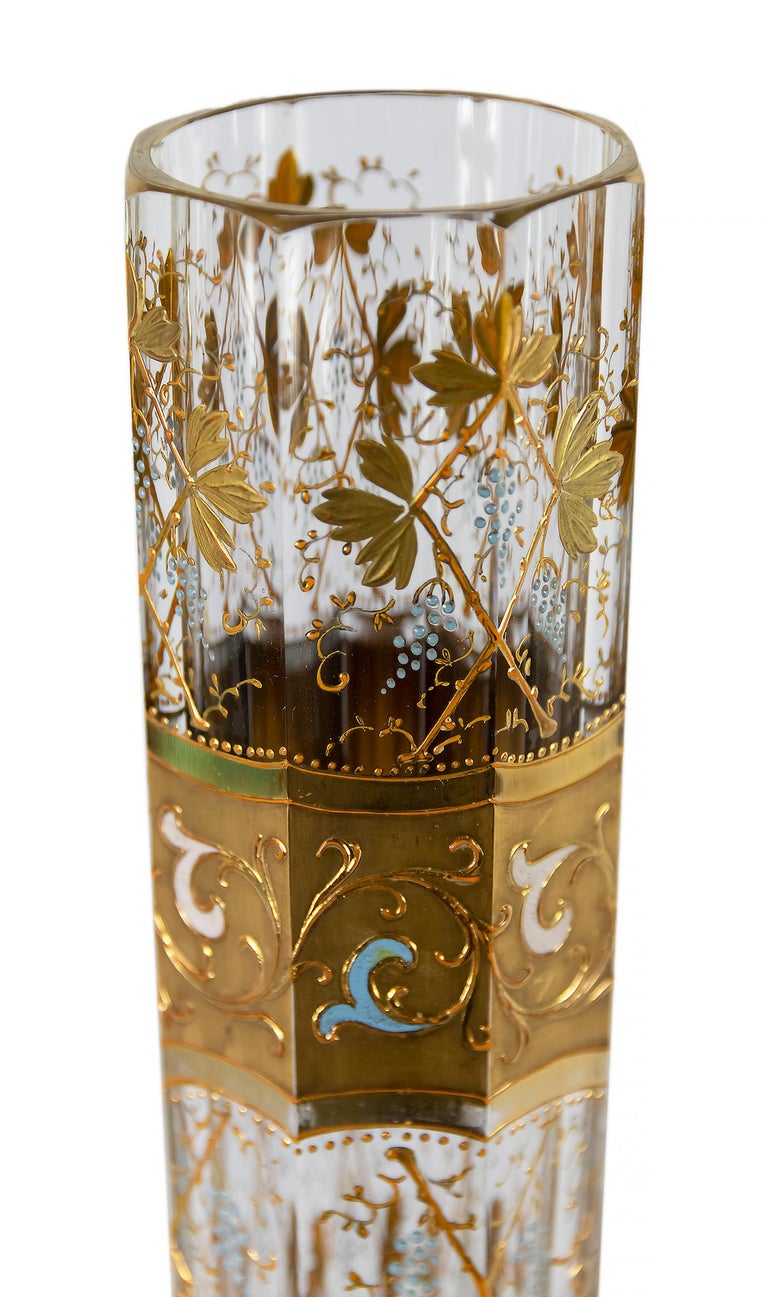 Vintage Bohemian Handmade Moser Glass Vase For Sale at 1stDibs