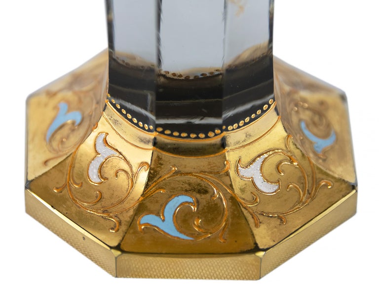 Vintage Bohemian Handmade Moser Glass Vase For Sale at 1stDibs