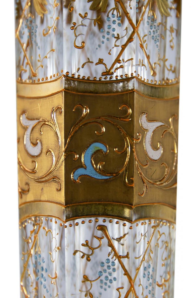 Vintage Bohemian Handmade Moser Glass Vase For Sale at 1stDibs