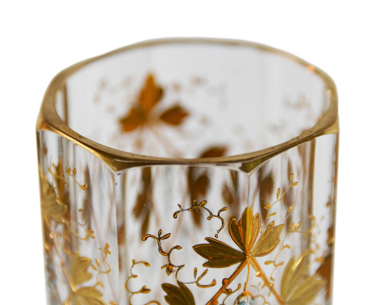 Vintage Bohemian Handmade Moser Glass Vase For Sale at 1stDibs