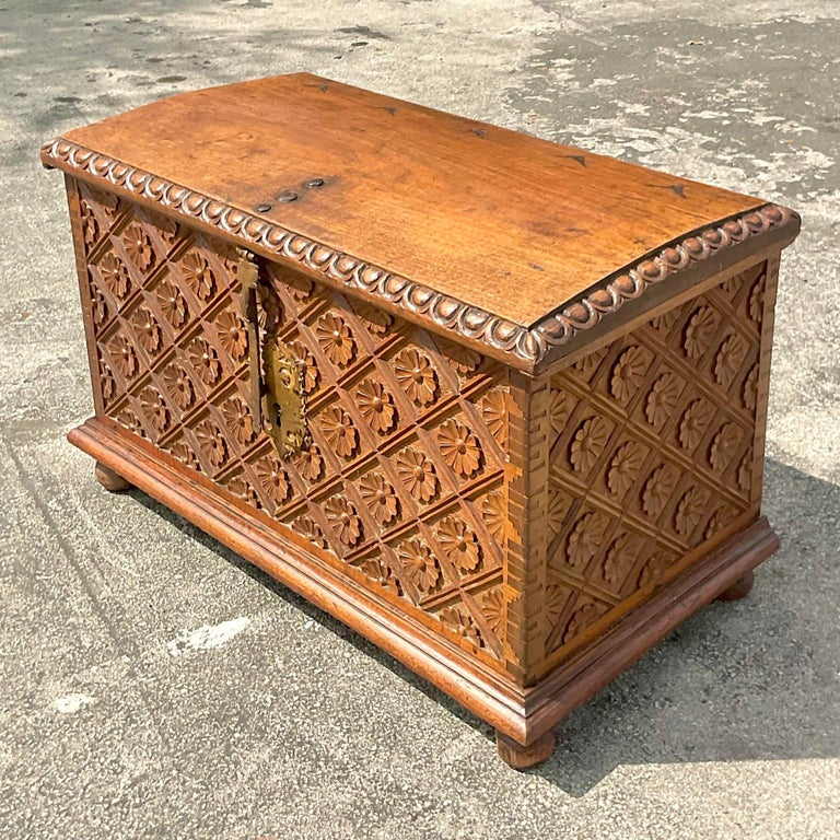 Vintage Boho 18th Century Hand Carved Walnut Spanish Blanket Chest For ...