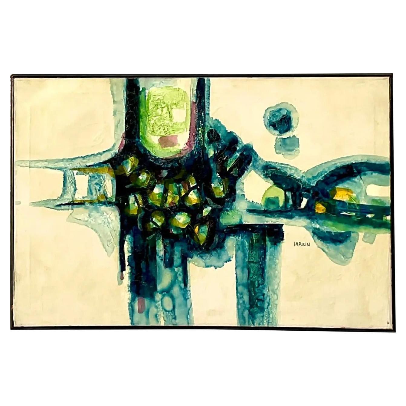 Vintage Monumental Boho Original Abstract Oil Painting on Canvas For Sale at 1stDibs