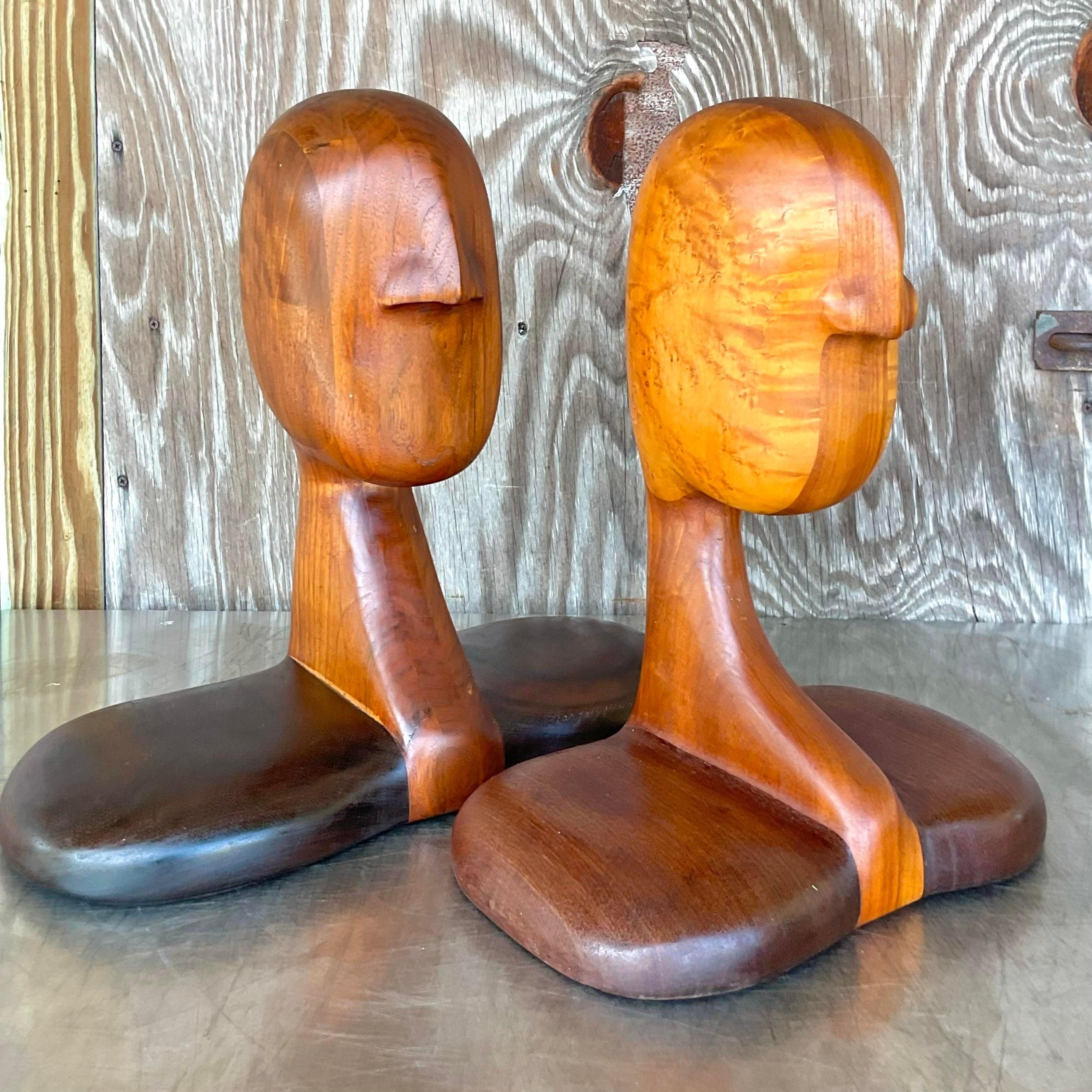 Vintage Boho Abstract Wood Sculpture For Sale at 1stDibs