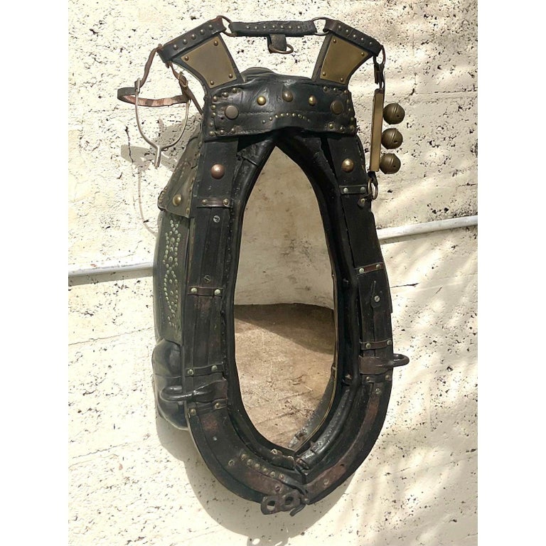Vintage Boho Antique Horse Harness Mirror For Sale at 1stDibs
