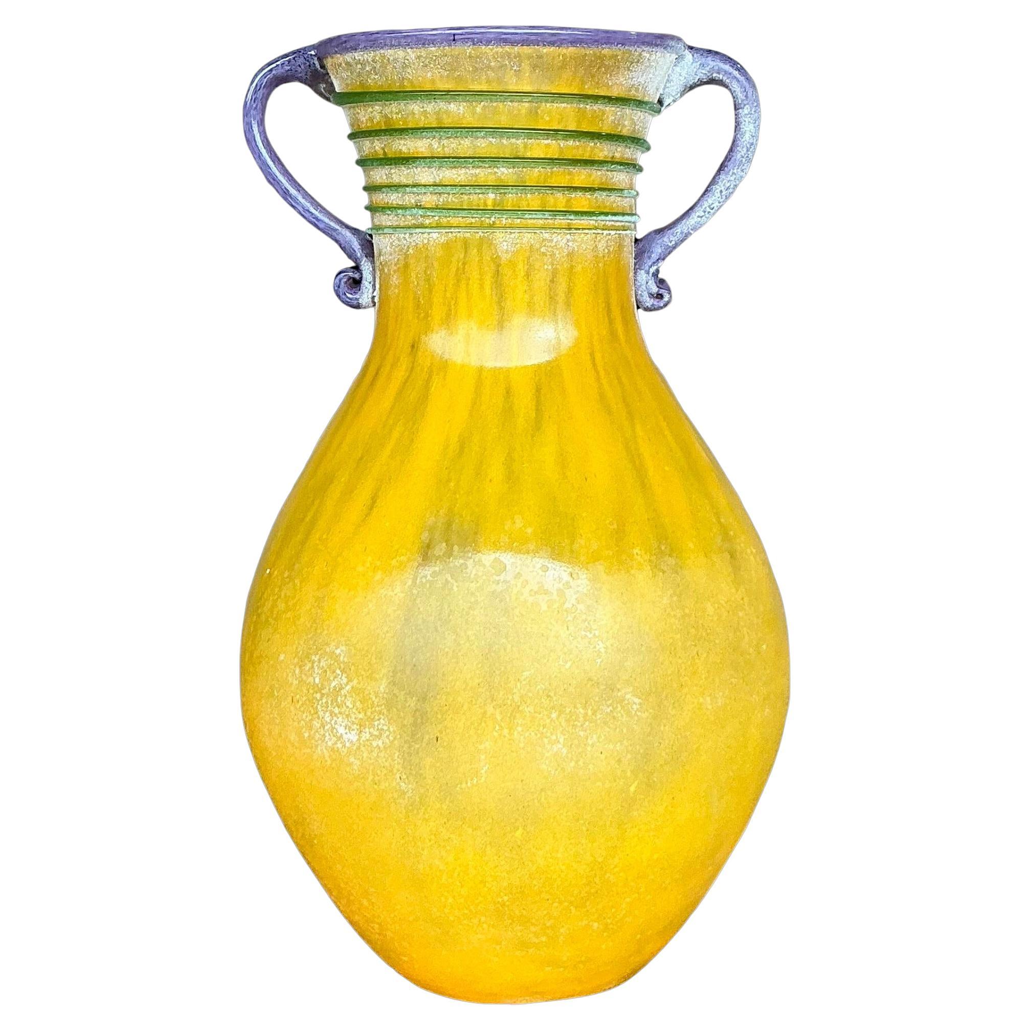 Vintage Boho Art Glass Vase For Sale at 1stDibs
