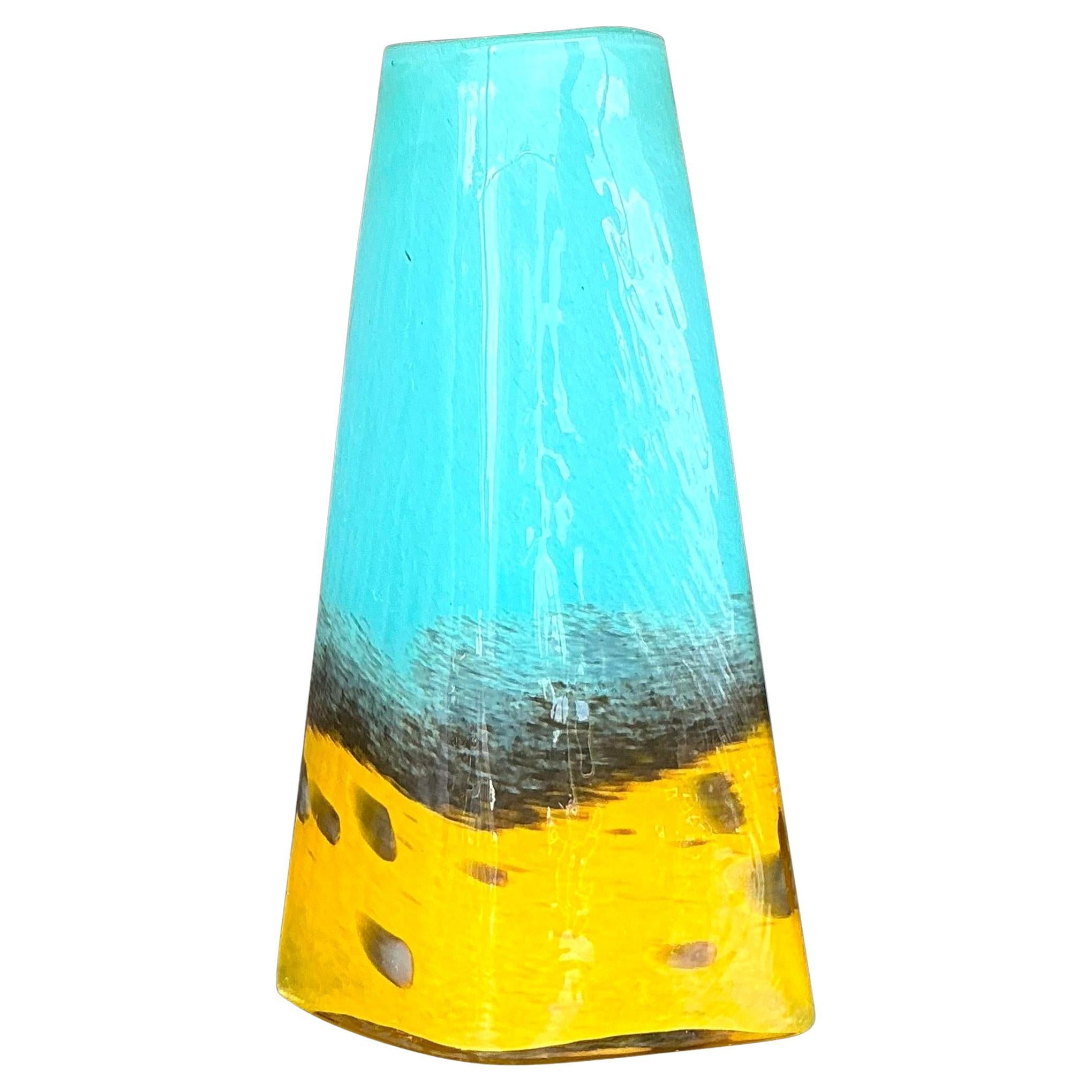 Vintage Boho Art Glass Vase For Sale at 1stDibs