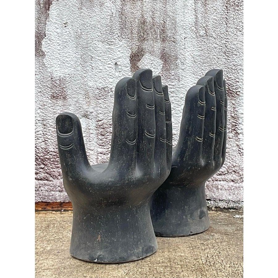 Vintage Boho Black Cast Composite Concrete Hand Chair - a Pair For Sale ...