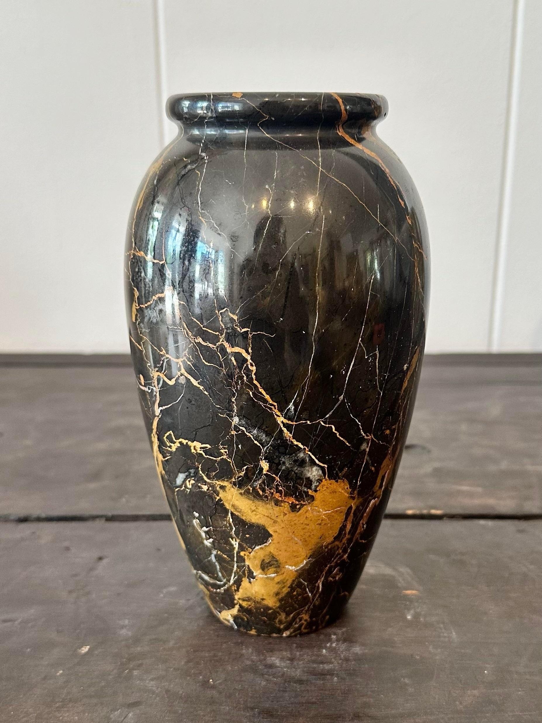 Vintage Boho Black Marble Vase For Sale at 1stDibs