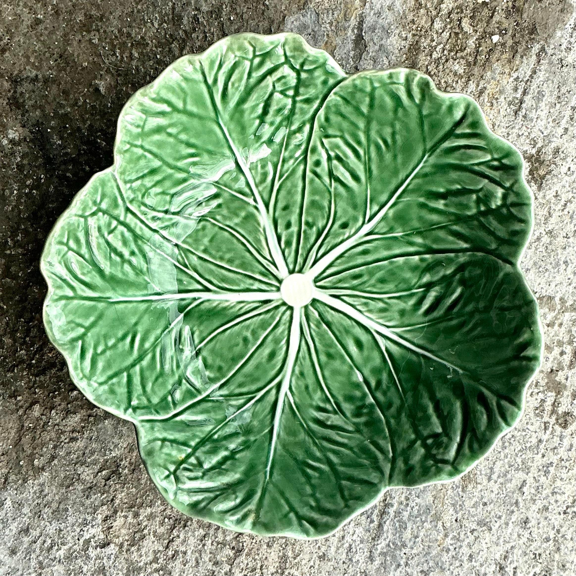 Vintage Boho Bordallo Pinheiro Cabbage Bowl For Sale at 1stDibs