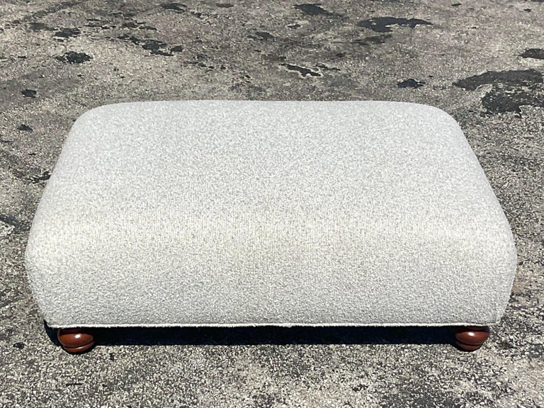 Vintage Boho Bouclé Ottoman For Sale at 1stDibs