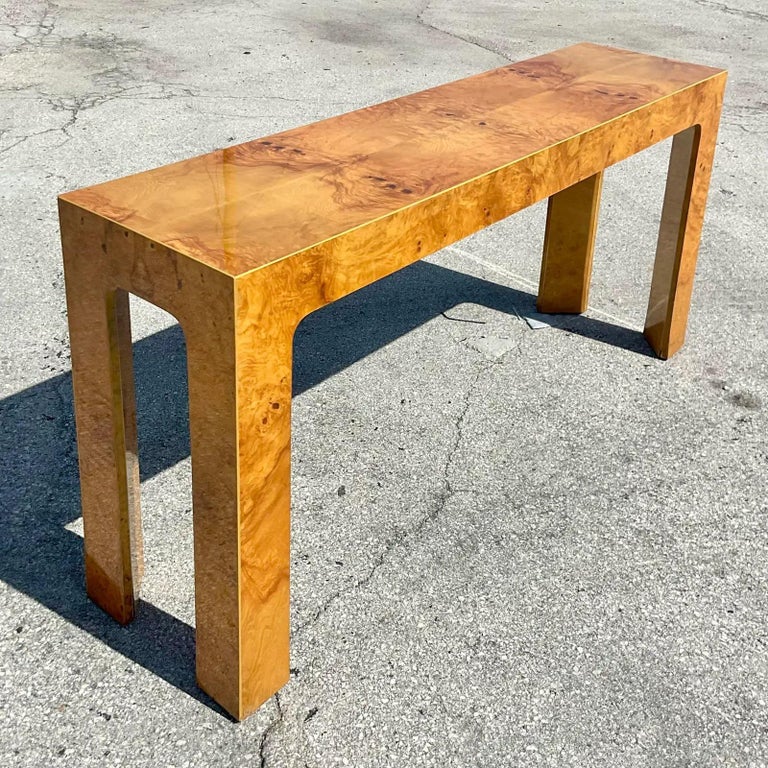 Vintage Boho Burl Console After Milo Baughman For Sale at 1stDibs