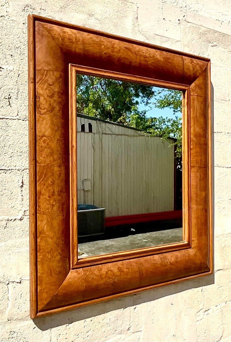 Vintage Boho Burl Wood Mirror For Sale at 1stDibs