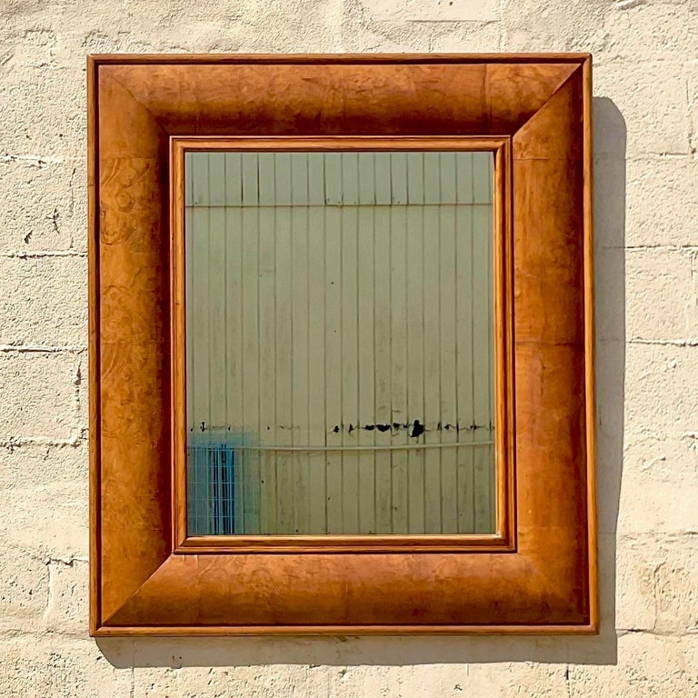 Vintage Boho Burl Wood Mirror For Sale at 1stDibs