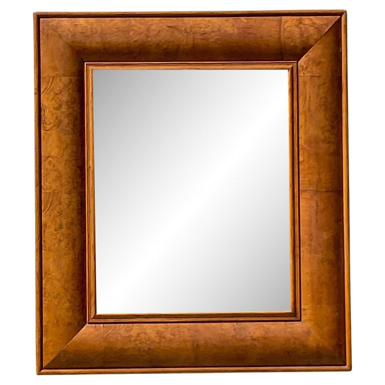 Vintage Boho Burl Wood Mirror For Sale at 1stDibs