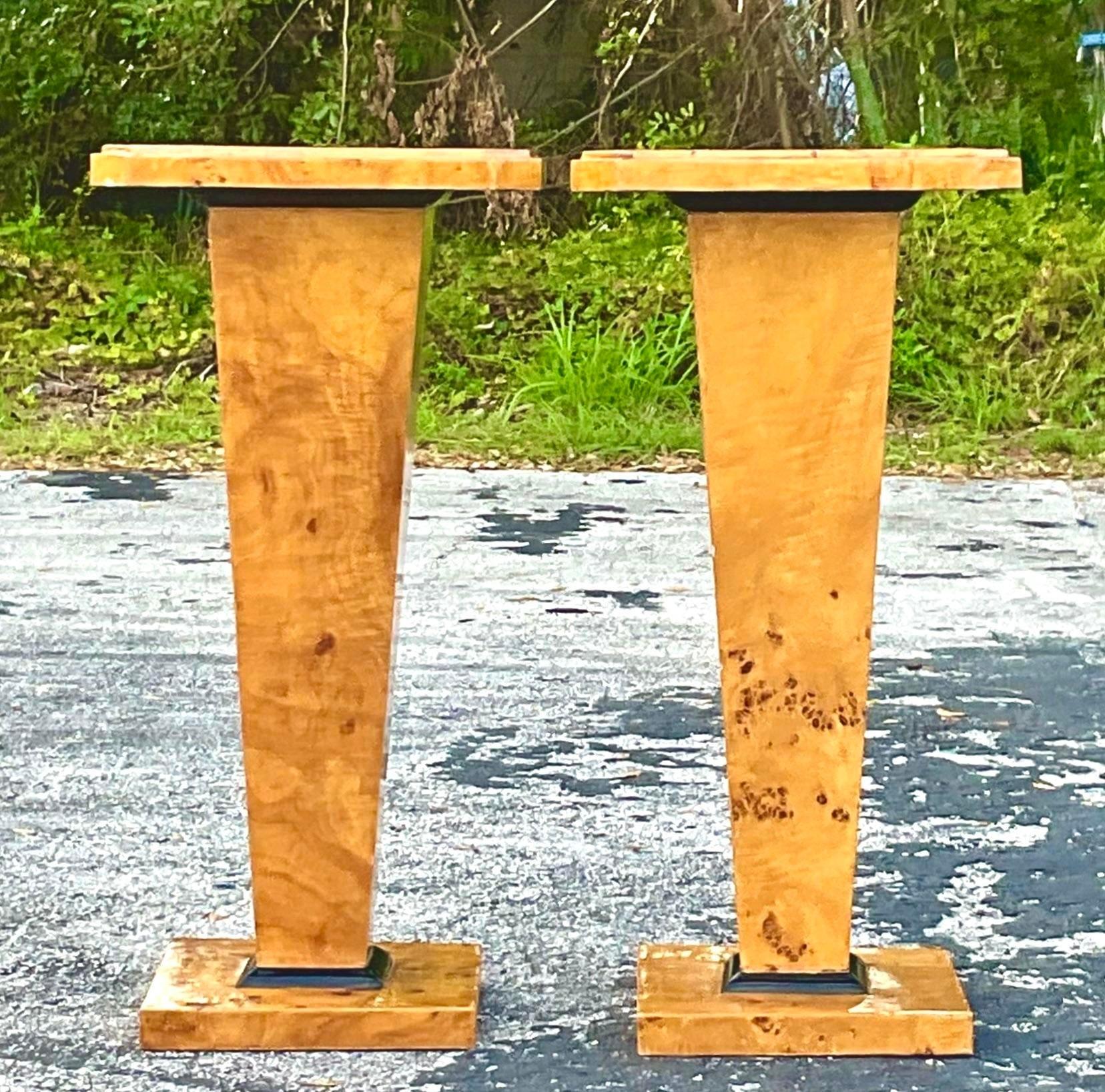 Vintage Boho Burl Wood Pedestals - a Pair For Sale at 1stDibs