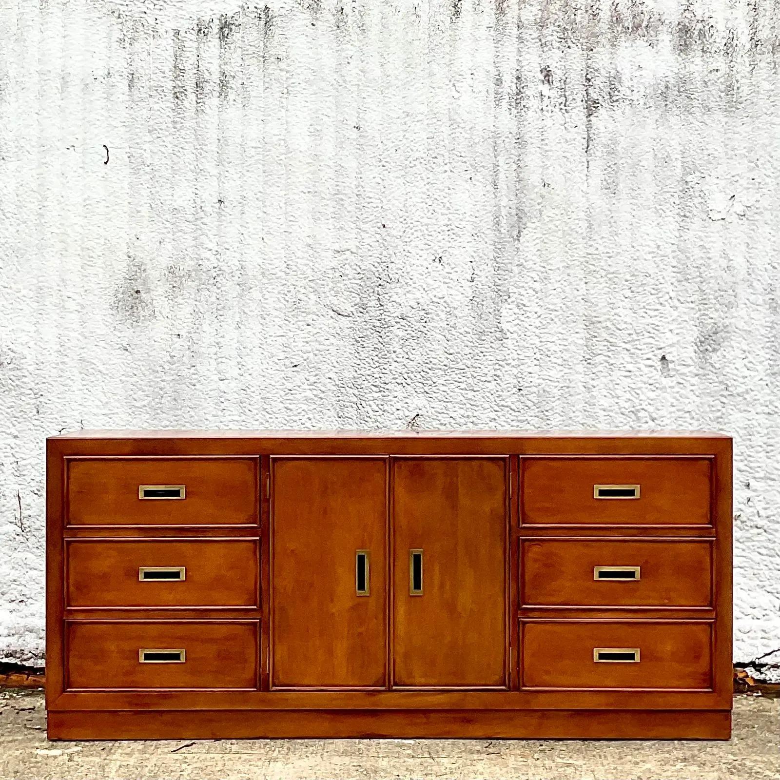 Vintage Boho Campaign Credenza at 1stDibs