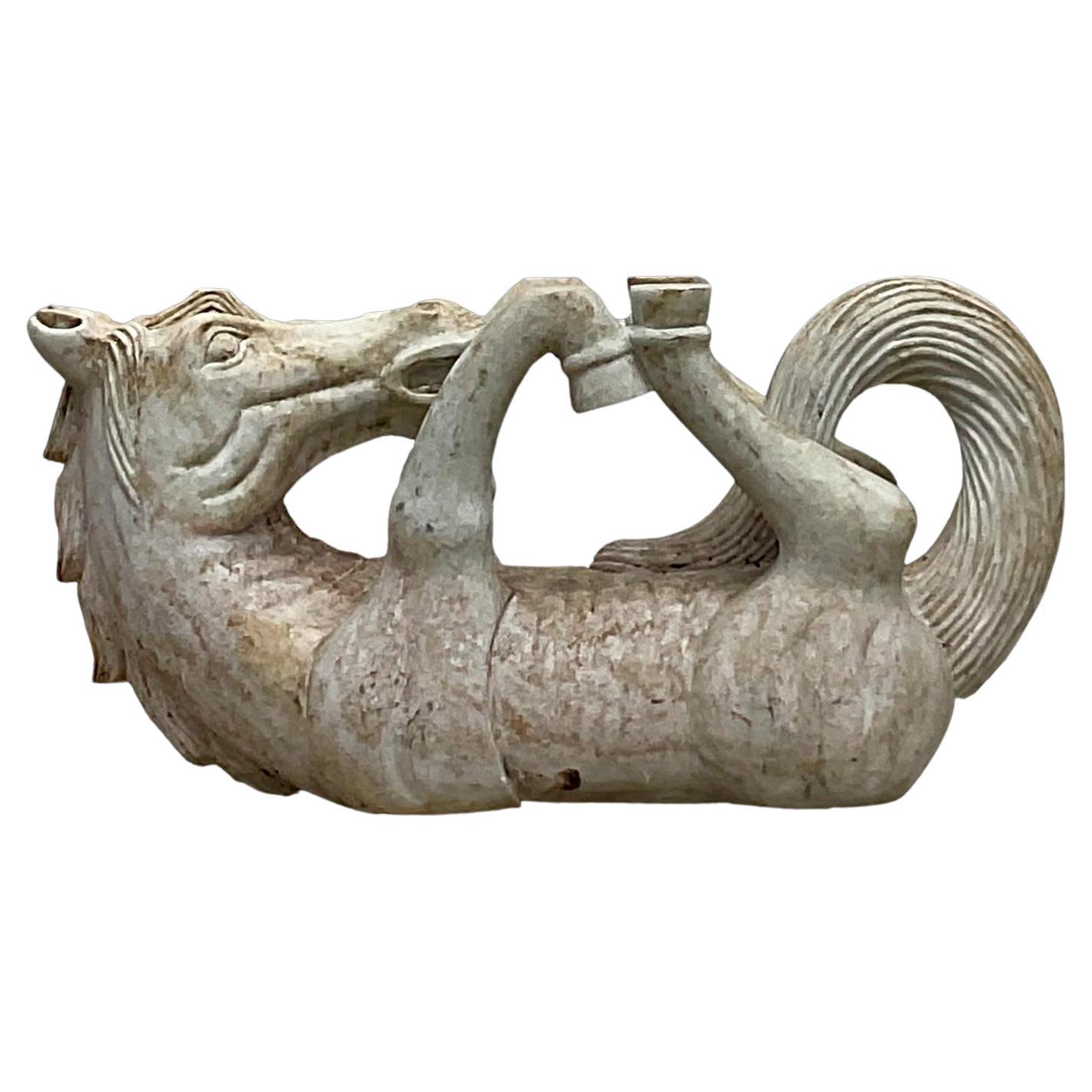 Vintage Boho Carved Sculpture of Woman For Sale at 1stDibs