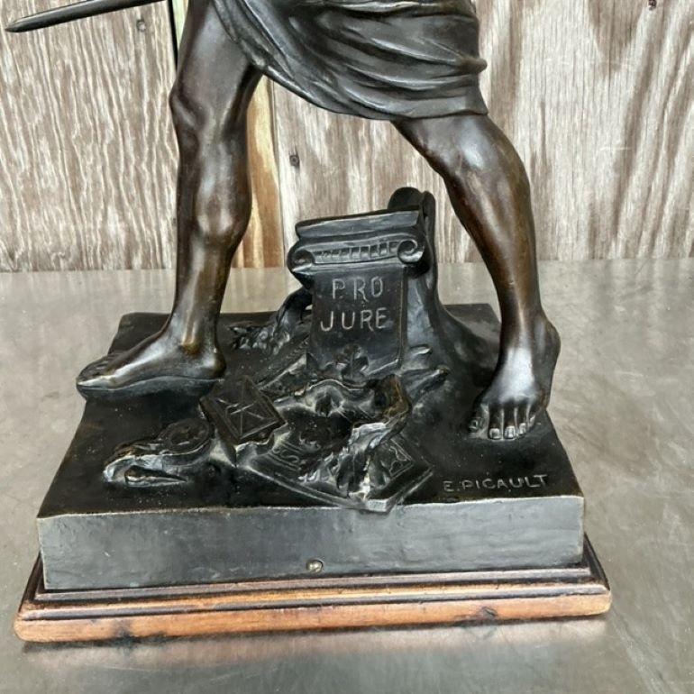 Vintage Boho Cast Bronze Sculpture of Soldier at 1stDibs