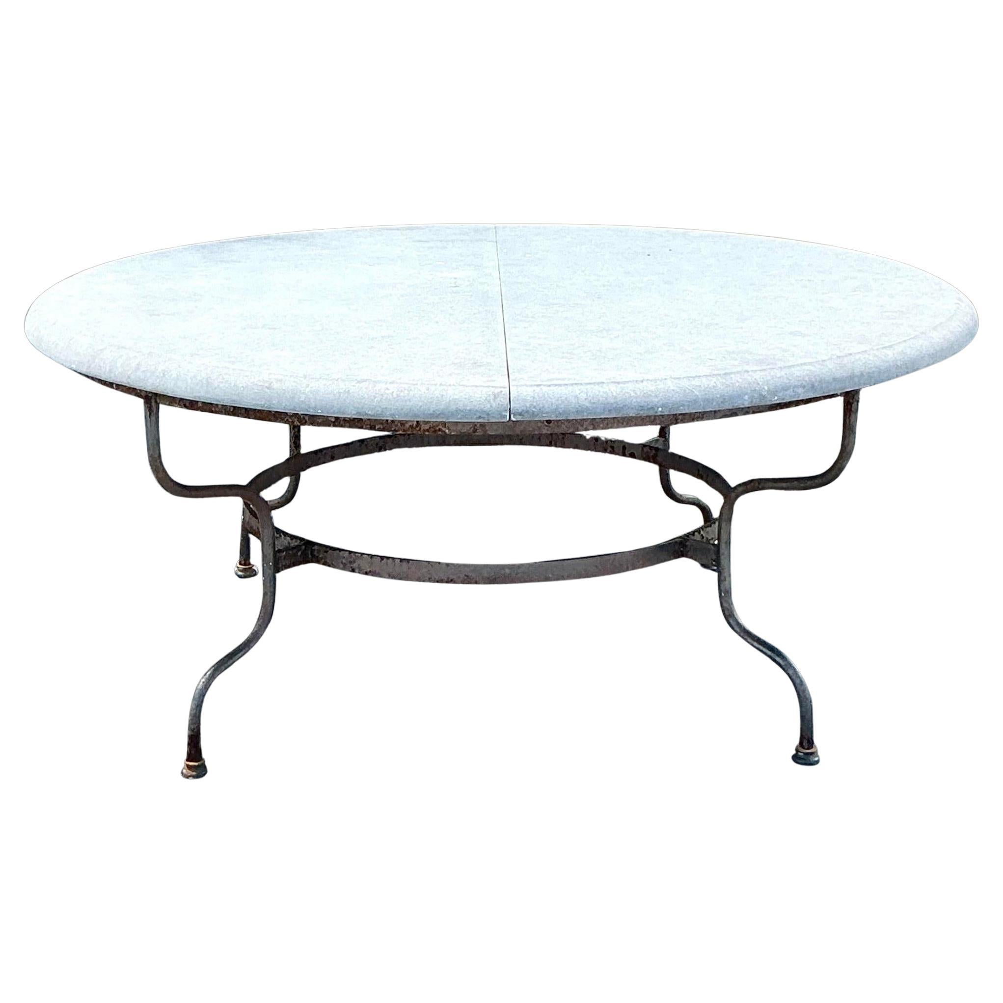 Vintage Boho Cast Cement Dining Table For Sale at 1stDibs