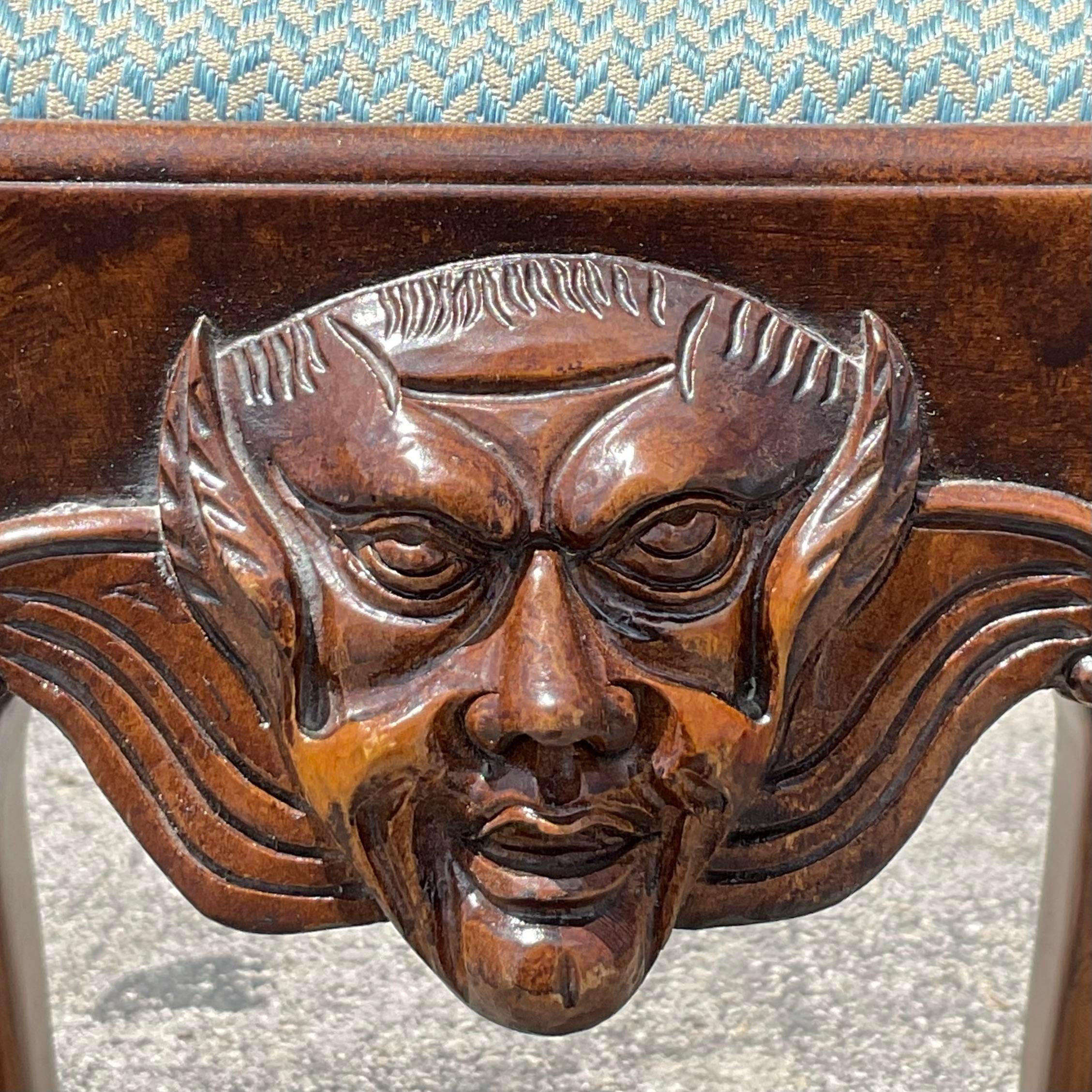 Vintage Boho Caved Chippendale a Burl Wood Dining Chairs - Set of 6 For ...