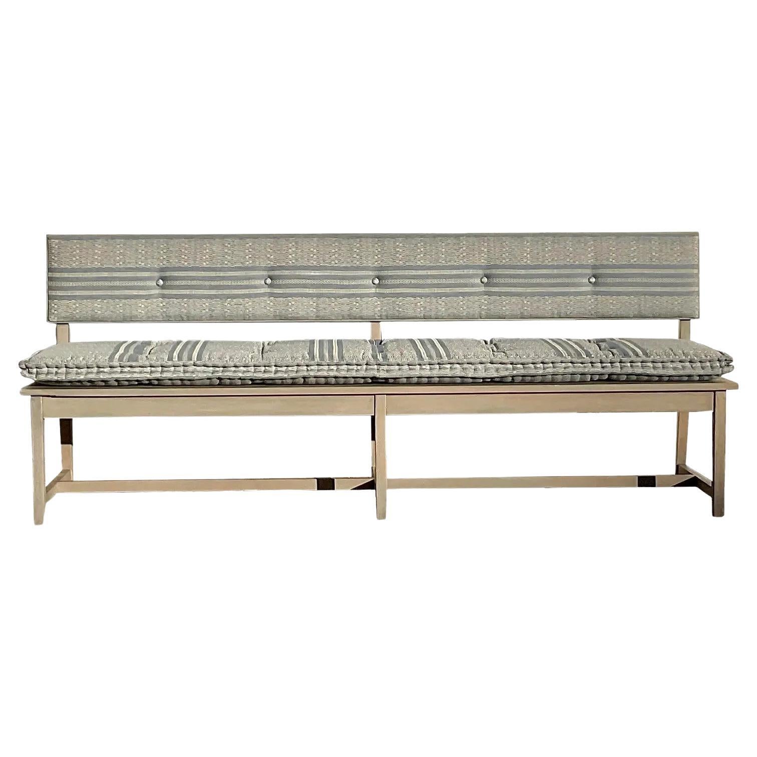 Finn-Leg Cerused Upholstered Bench at 1stDibs