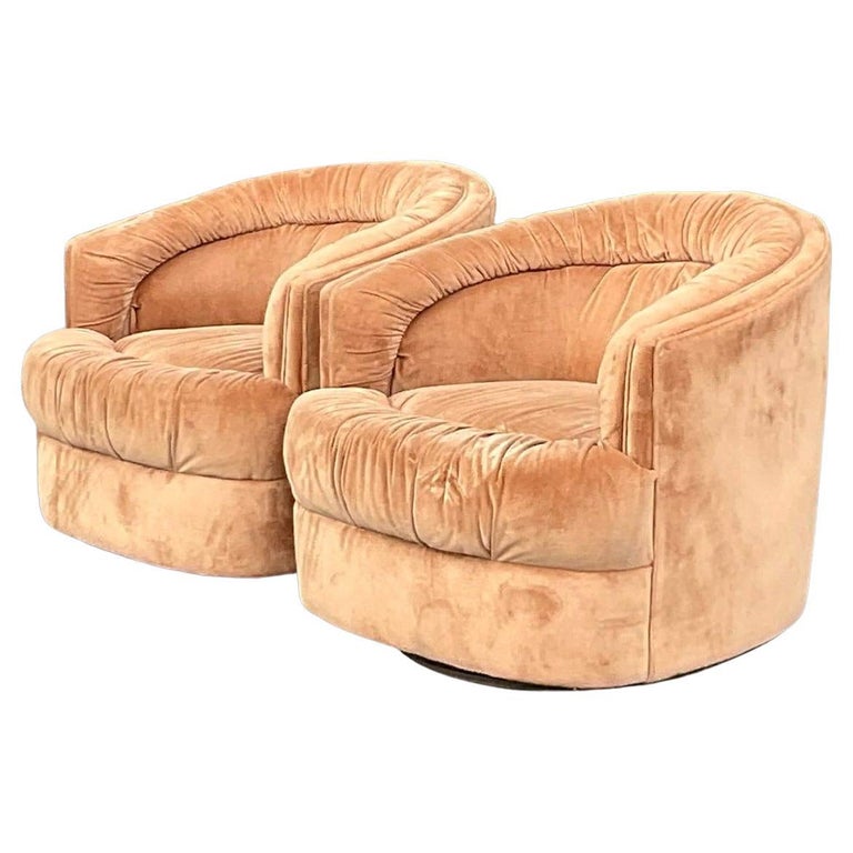 Vintage Boho Channel Tufted Swivel Chairs After Thayer Coggin, a Pair ...