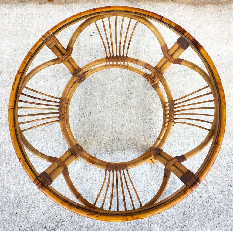 Vintage Boho Chic Bamboo Coffee Table For Sale at 1stDibs