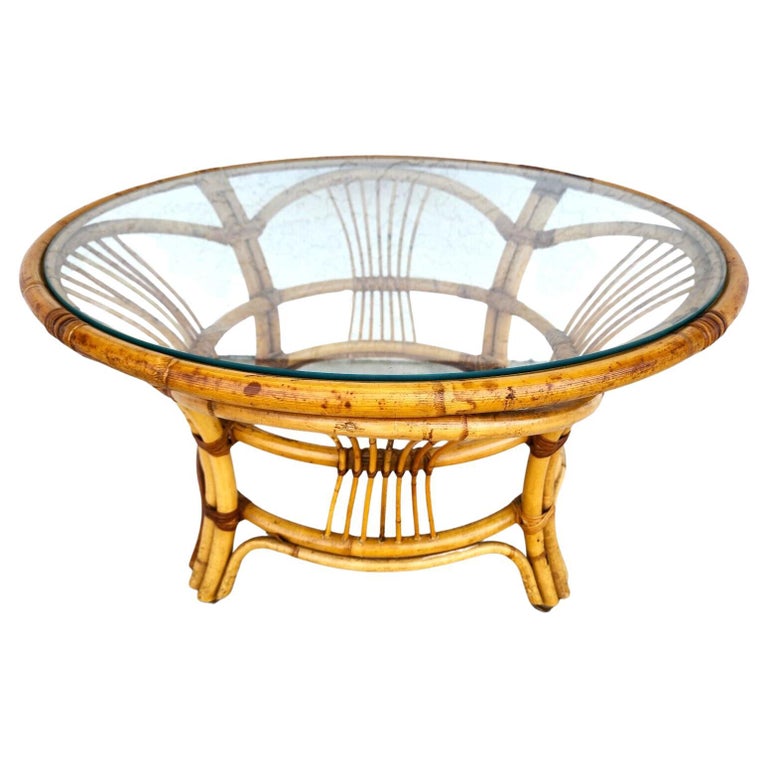 Vintage Boho Chic Bamboo Coffee Table For Sale at 1stDibs