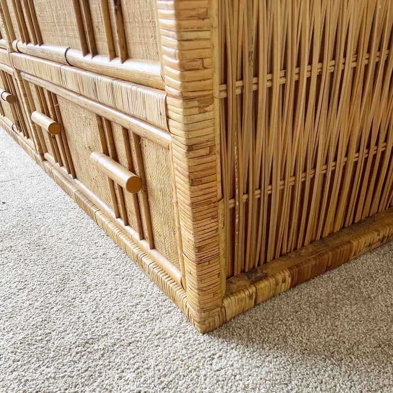 Vintage Boho Chic Bamboo and Rattan Dresser, 6 Drawers at 1stDibs