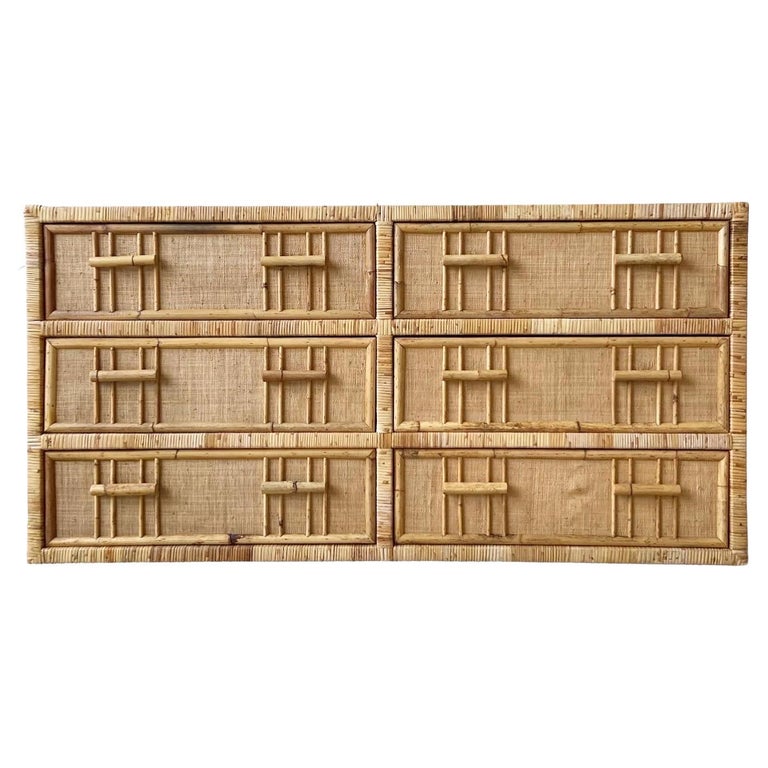 Vintage Boho Chic Bamboo and Rattan Dresser, 6 Drawers at 1stDibs