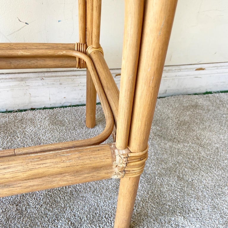 Vintage Boho Chic Bamboo Rattan Stools - a Pair For Sale at 1stDibs