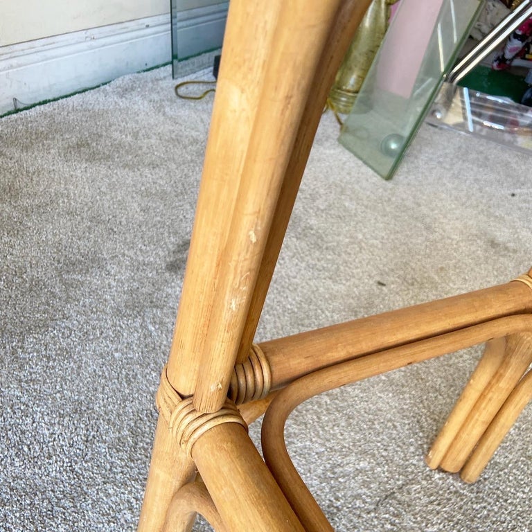 Vintage Boho Chic Bamboo Rattan Stools - a Pair For Sale at 1stDibs